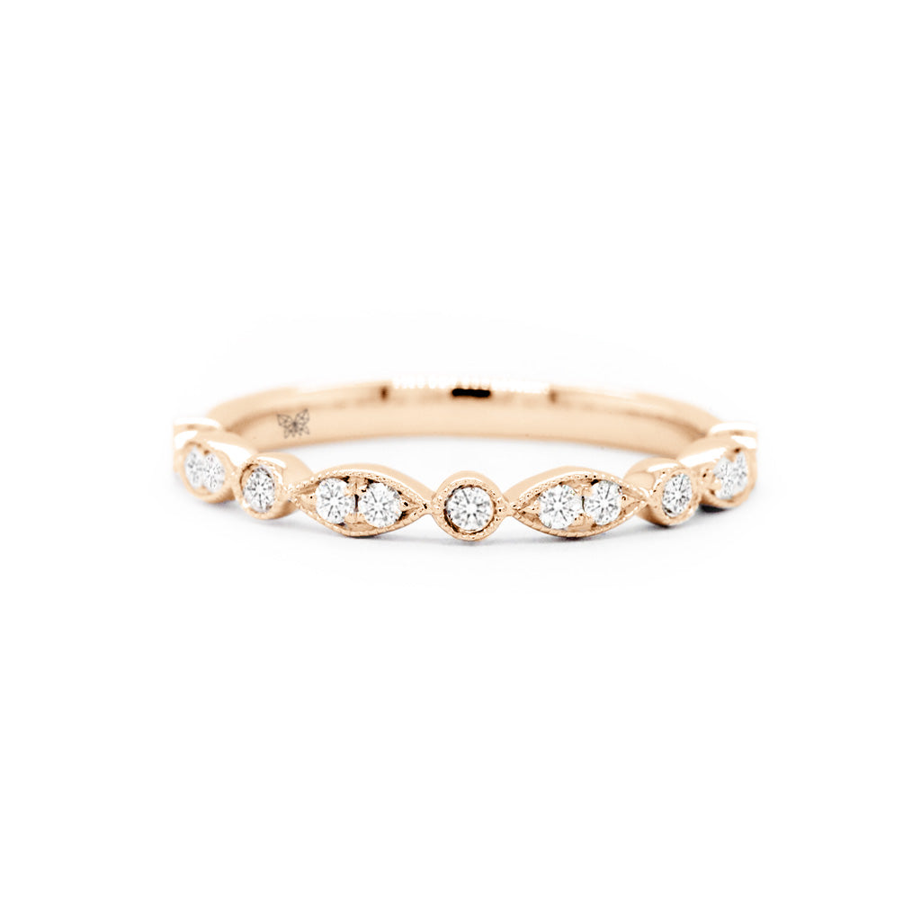 Elegant 14K Gold Half Eternity Stackable Anniversary Band